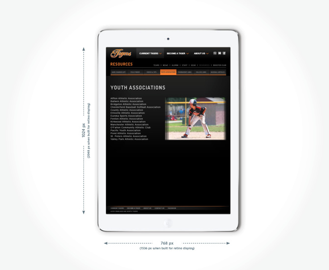 Rawlings Tigers Responsive website - Lee Essner Design