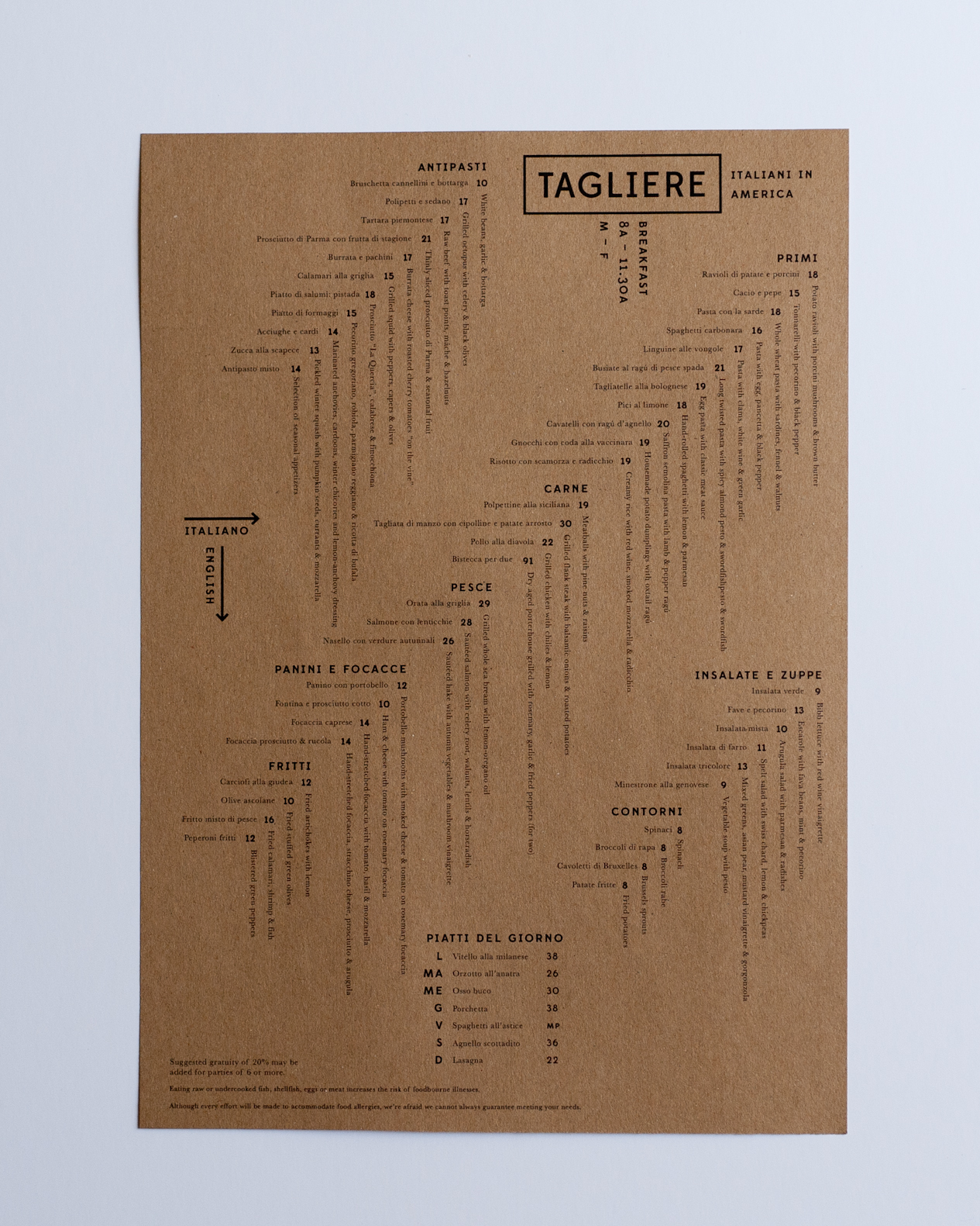 05 // Menu for "Tagliere" - Repository of a.a. Trabucco-Campos