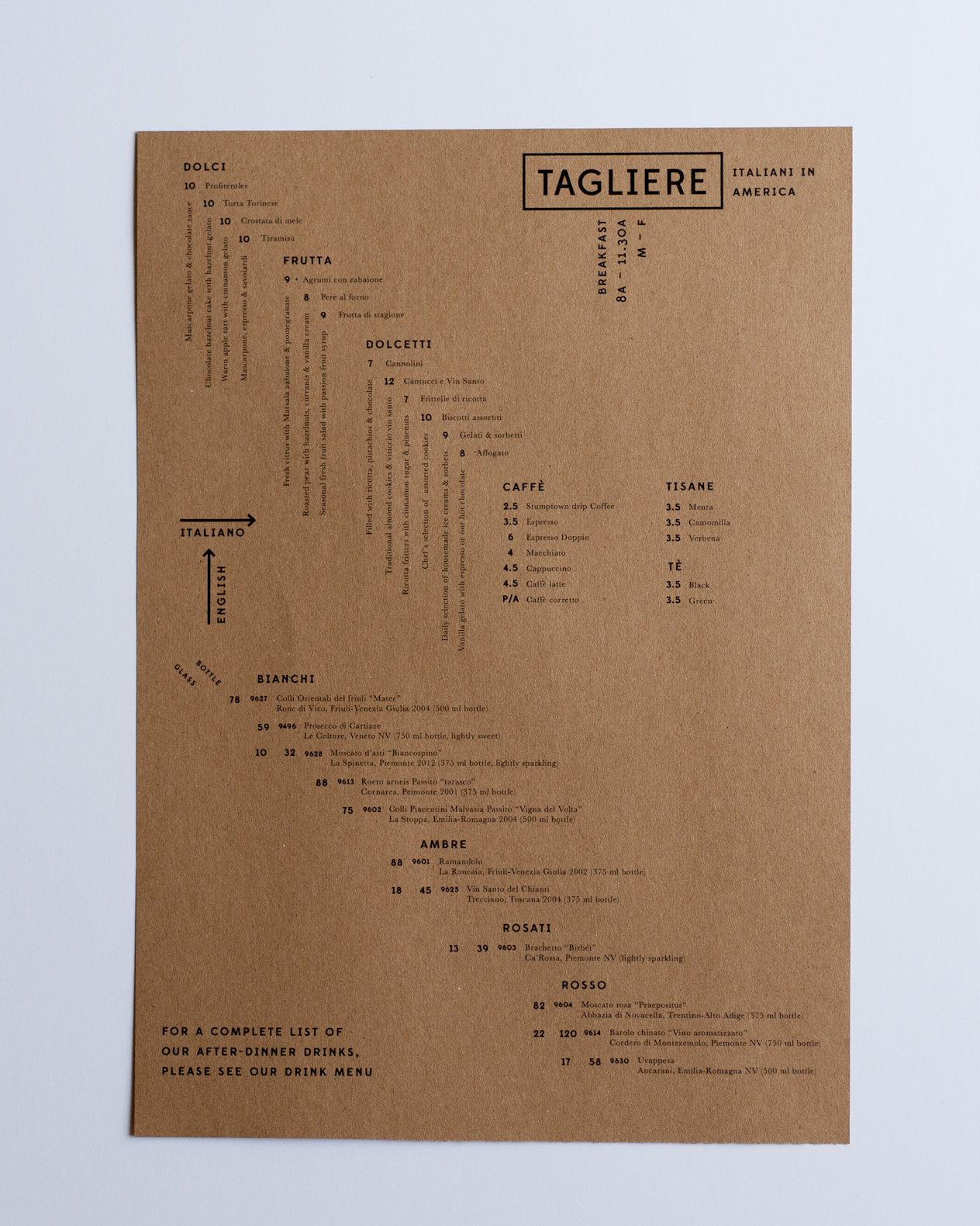05 // Menu for "Tagliere" - Repository of a.a. Trabucco-Campos