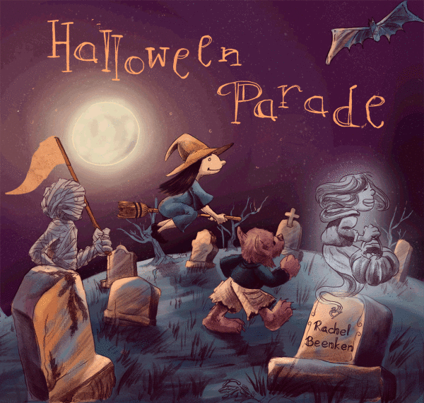 Halloween Parade Animated Gif - Rachel Beenken Illustration