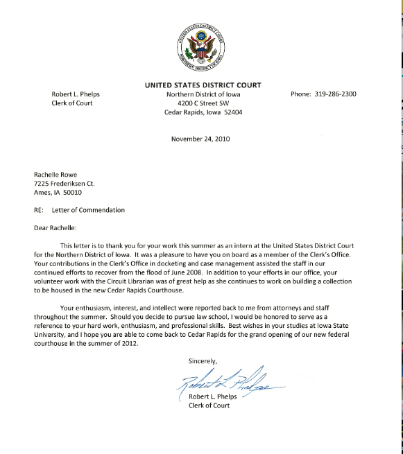 Letters Of Commendation - Rachelle Rowe's Digital Portfolio