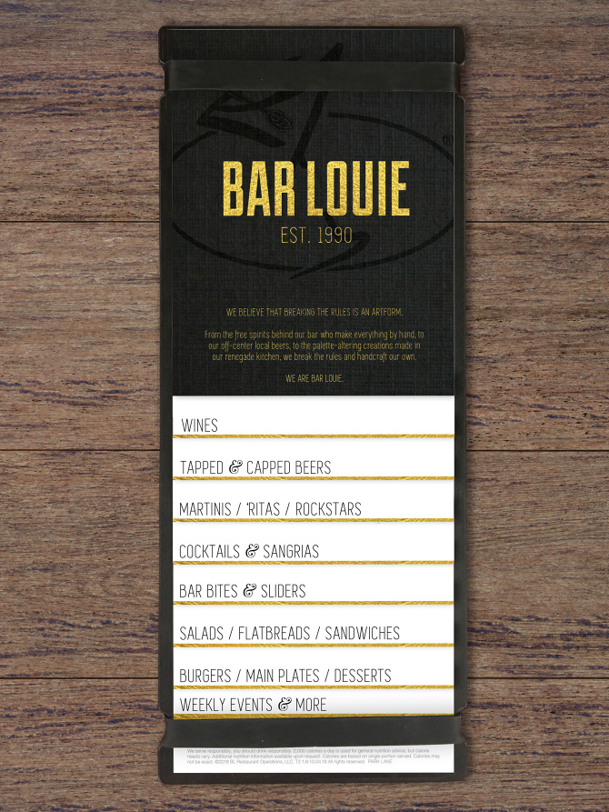 Bar Louie Menu Refresh 2018 - Candice Brooke Graphic Designer