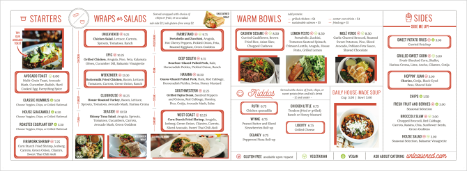 Unleavened Fresh Kitchen Menu Refresh 2019 - Candice Brooke Graphic ...