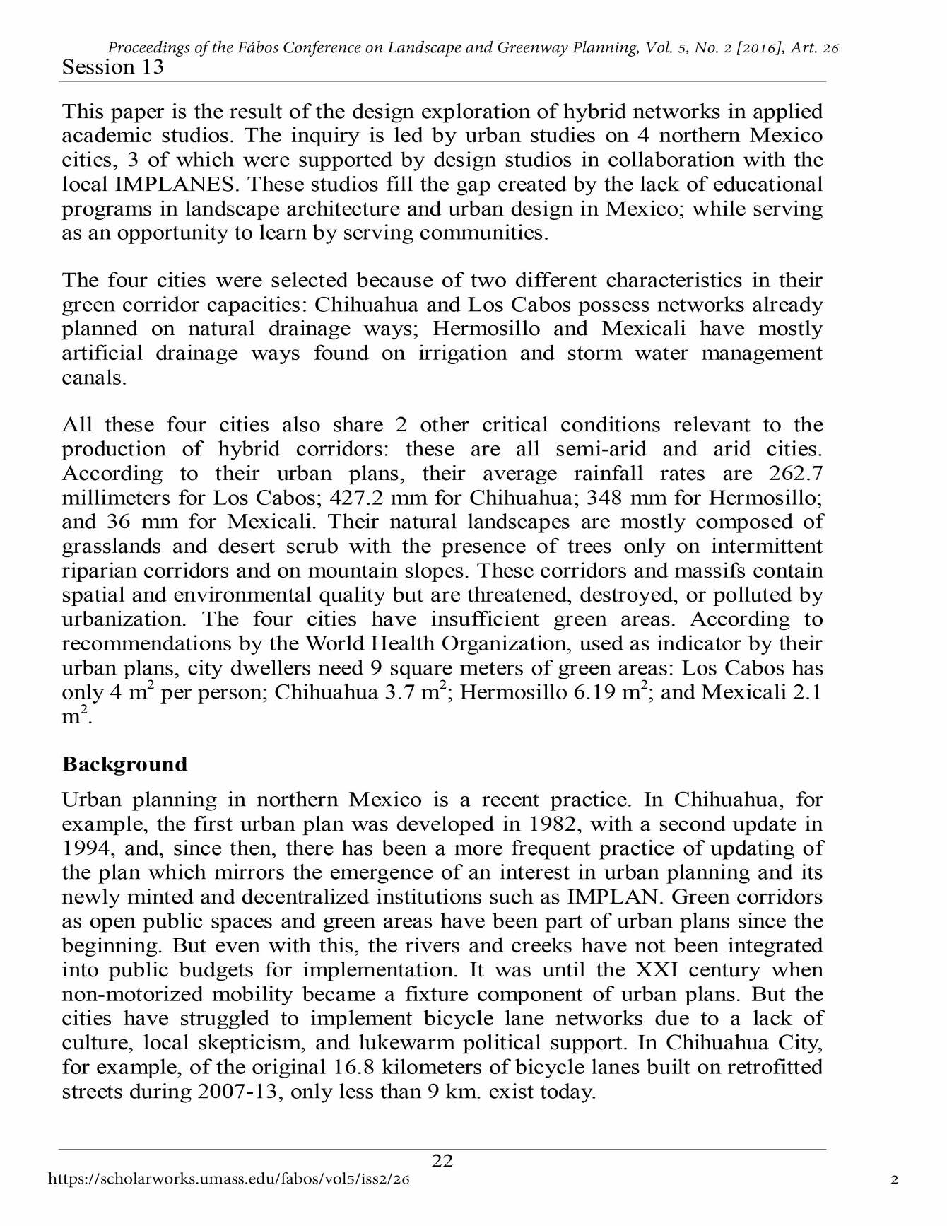 Hybrid Green Corridors in Arid Northern Mexico, Fábos 2016 - GABRIEL ...