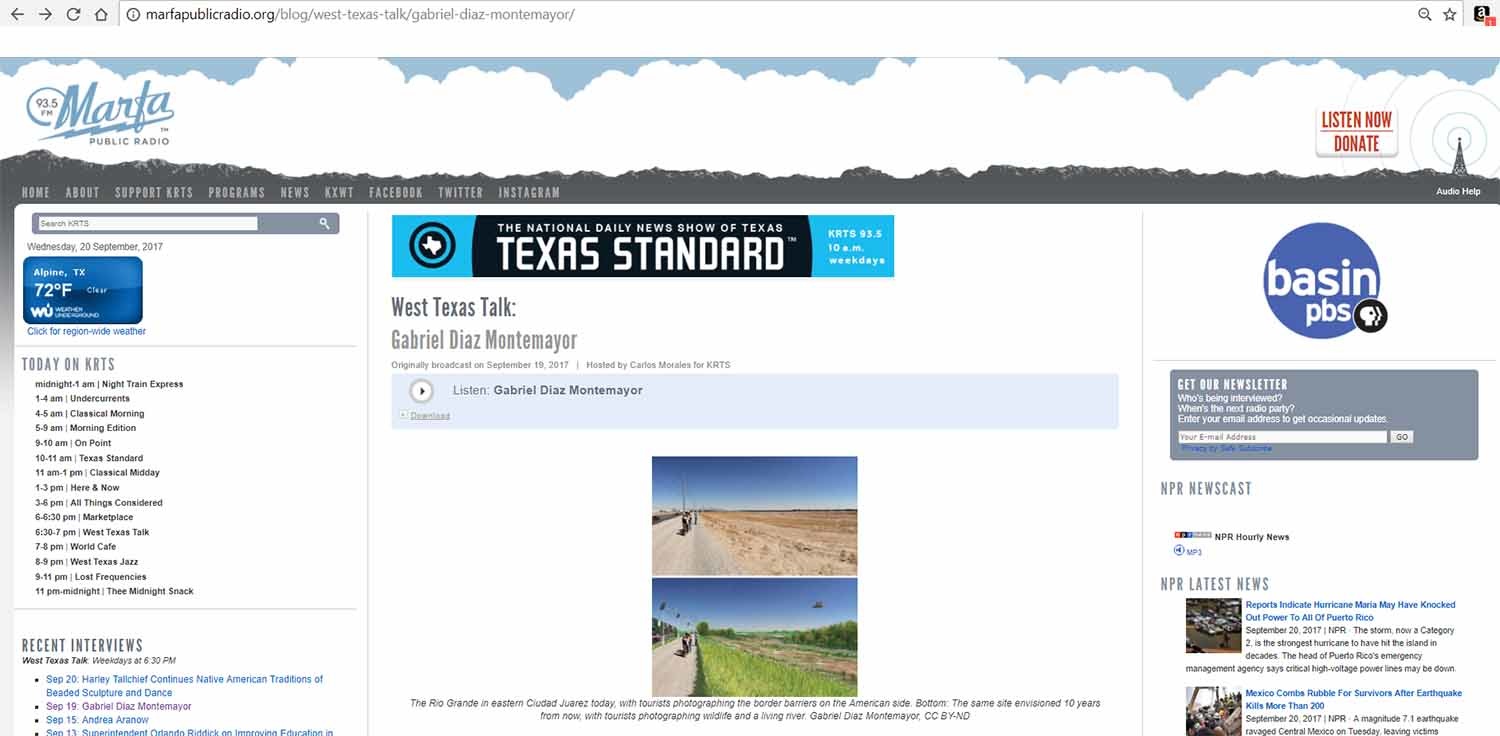 Interview with Marfa Public Radio - GABRIEL DIAZ MONTEMAYOR