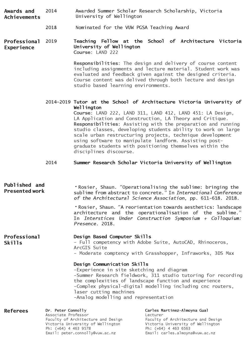 CV - Shaun Rosier's Portfolio