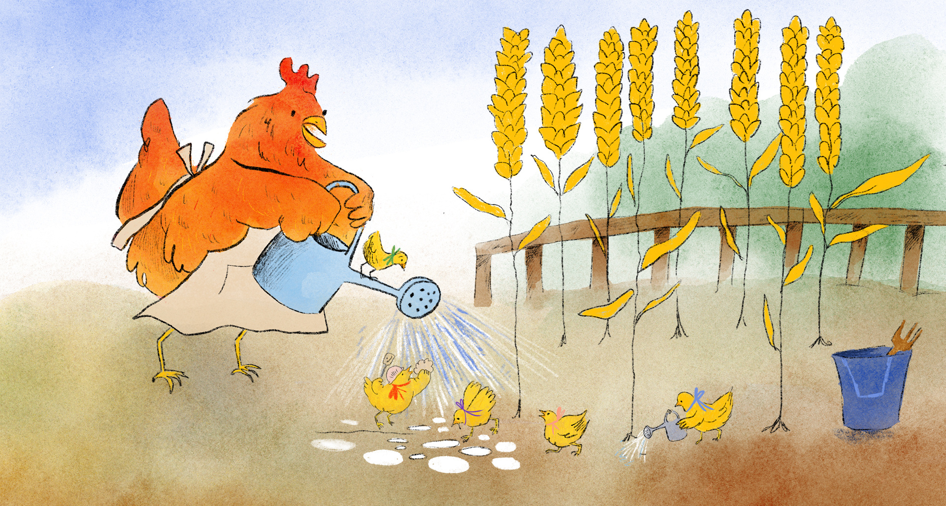 La gallinita Roja, ilustraciones digitales - antoniarosello