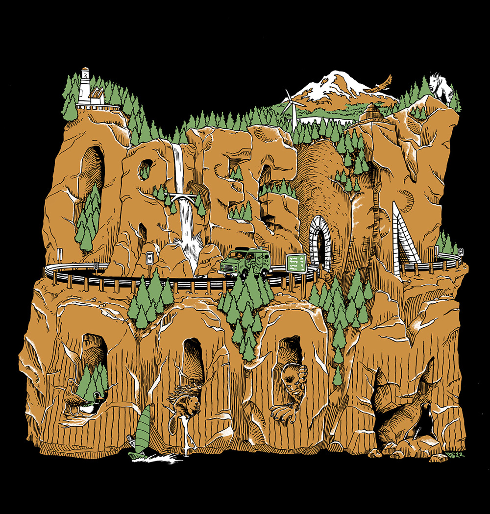 "Oregon Doom" Design For Doomed And Stoned - Ben House Illustration