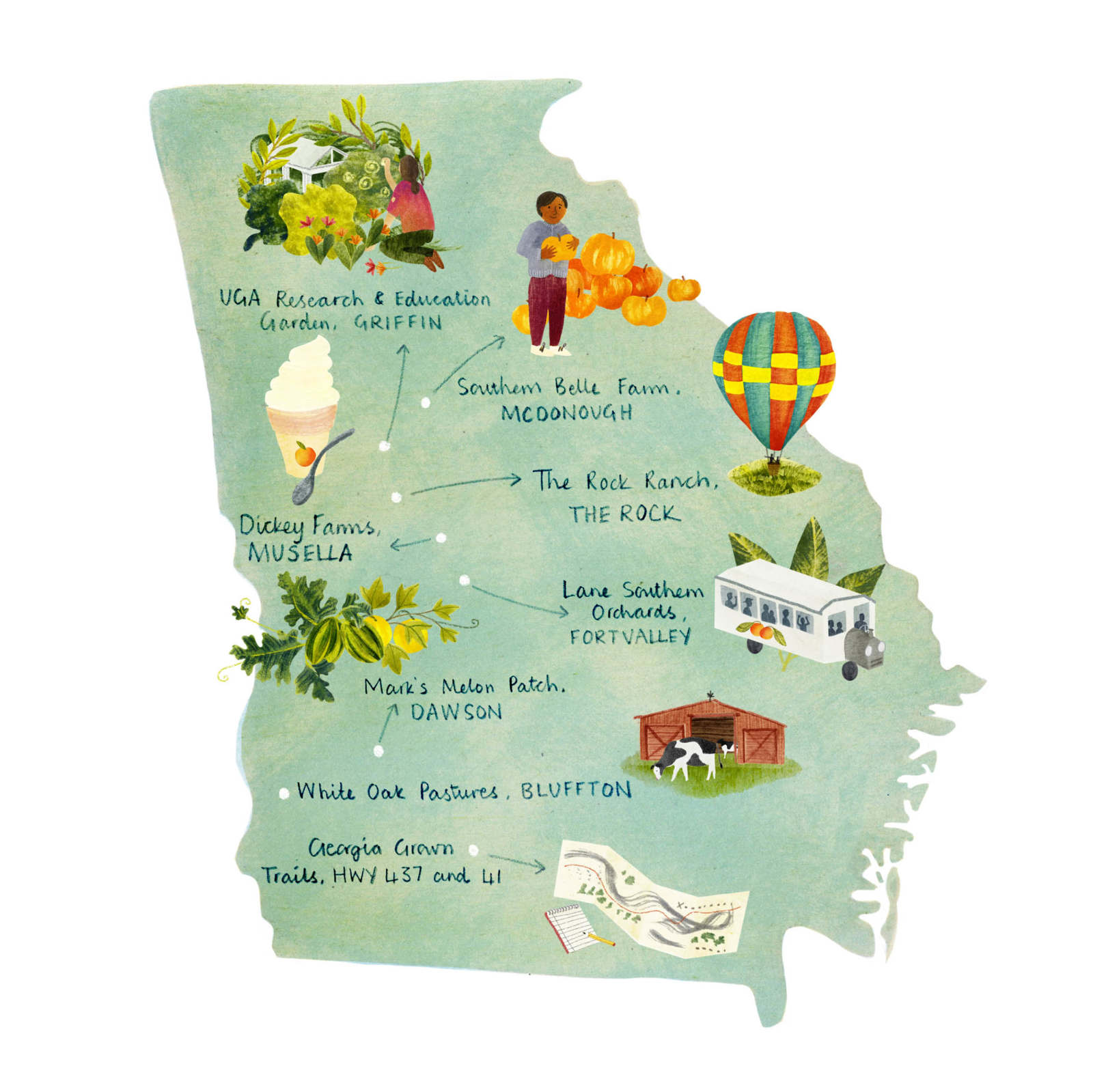 Georgia Travel Maps - Hannah Bailey Illustration