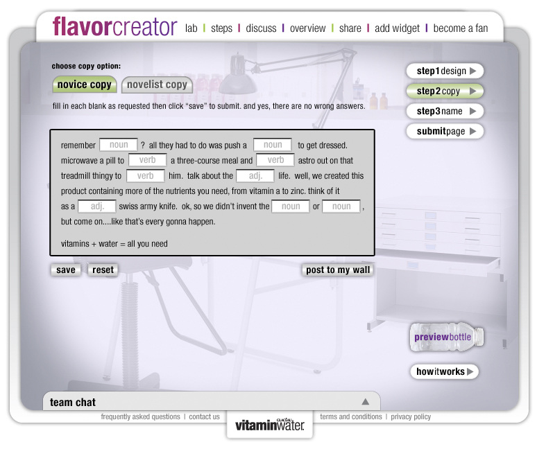 vitaminwater flavor creator - Josh's Work