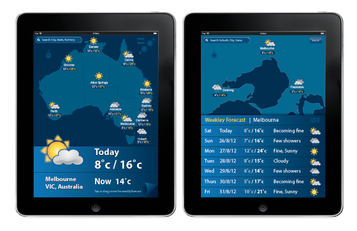 Australian Weather App UI/UX Design - Daniel Goodrich Design