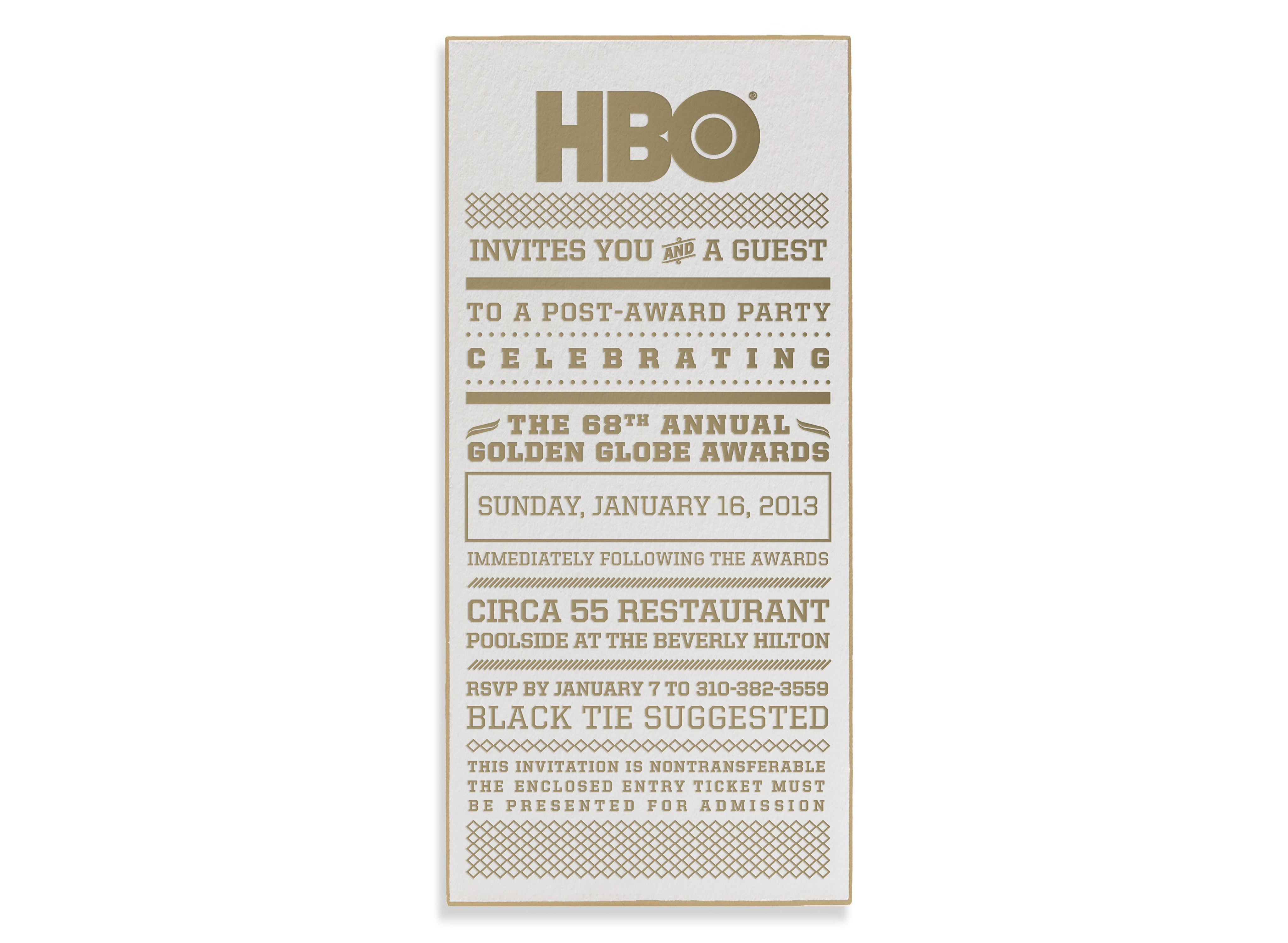 HBO Golden Globes Invitations - i am suzanne merrill
