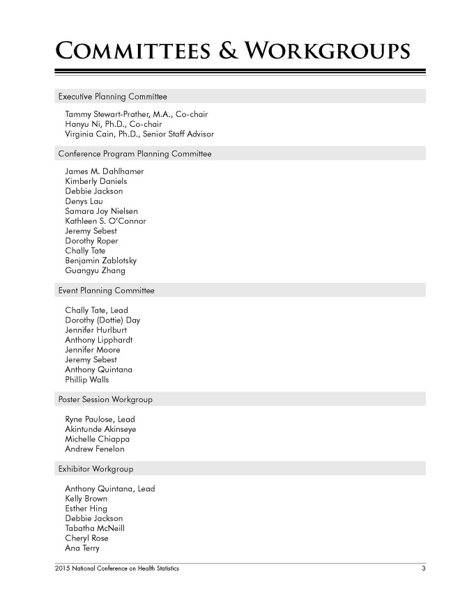 National Conference on Health Statistics Program Book - J. Sebest Portfolio