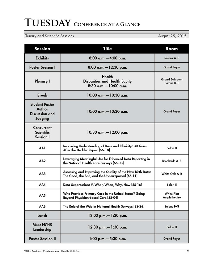 National Conference on Health Statistics Program Book - J. Sebest Portfolio