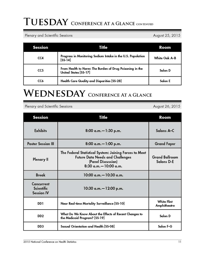 National Conference on Health Statistics Program Book - J. Sebest Portfolio