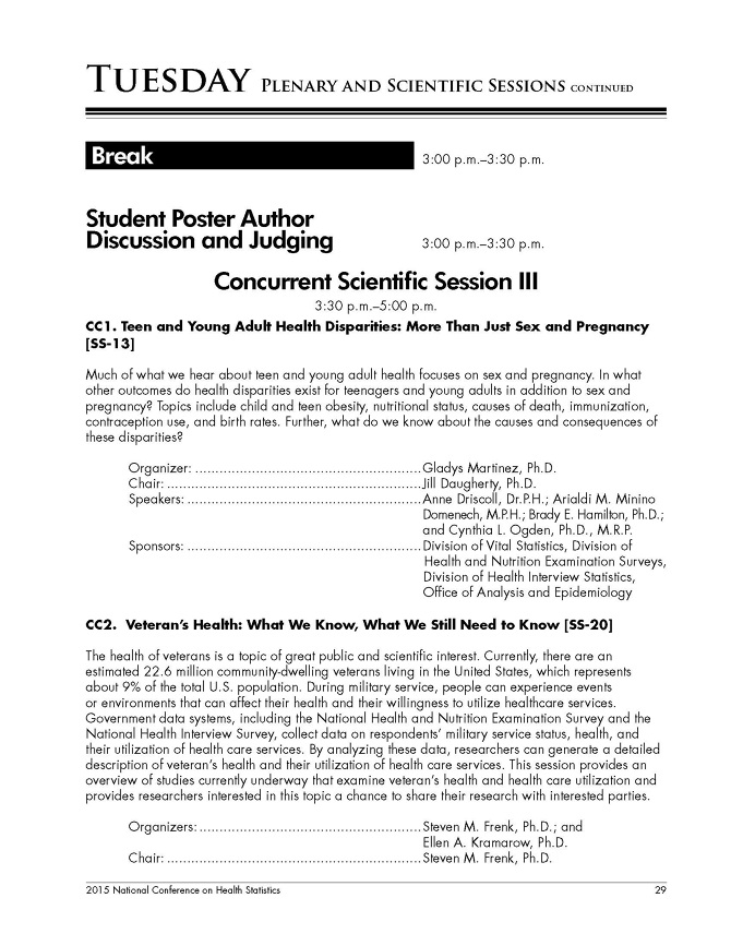 National Conference on Health Statistics Program Book - J. Sebest Portfolio