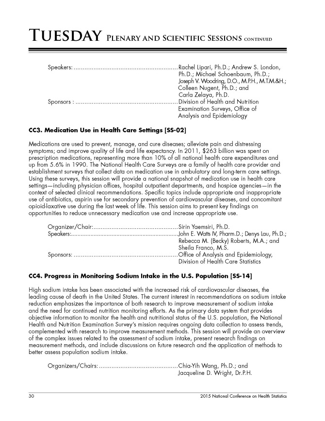 National Conference on Health Statistics Program Book - J. Sebest Portfolio