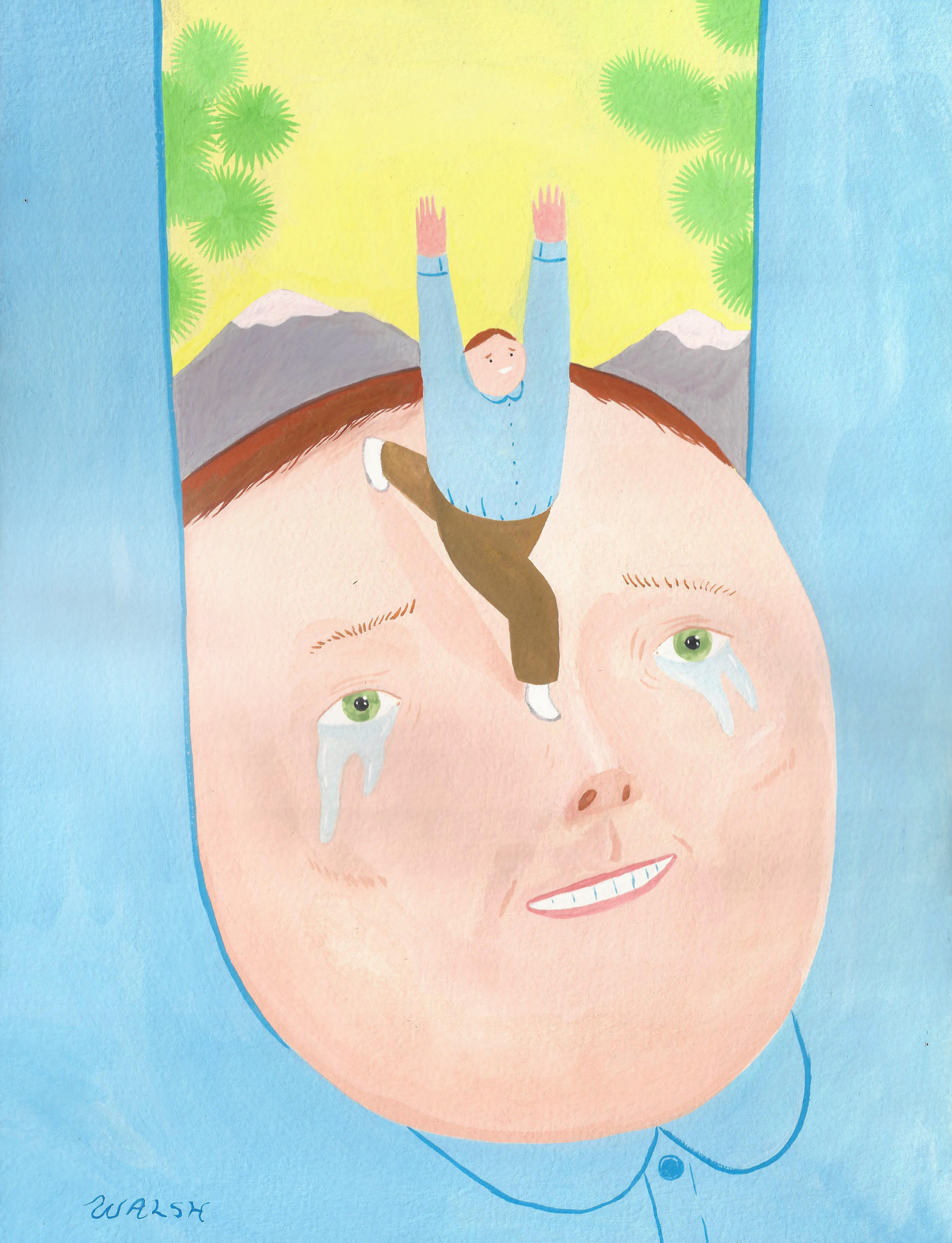 A Crying Man Stand on His Own Face - calebwalsh.com