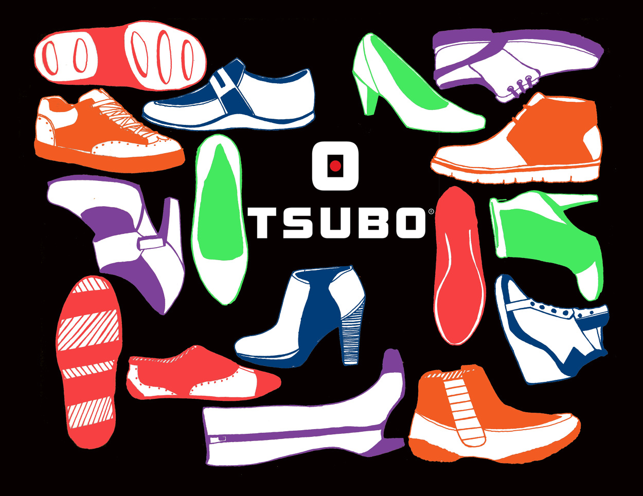Tsubo Footwear Mural - Emmett Baggett Illustration