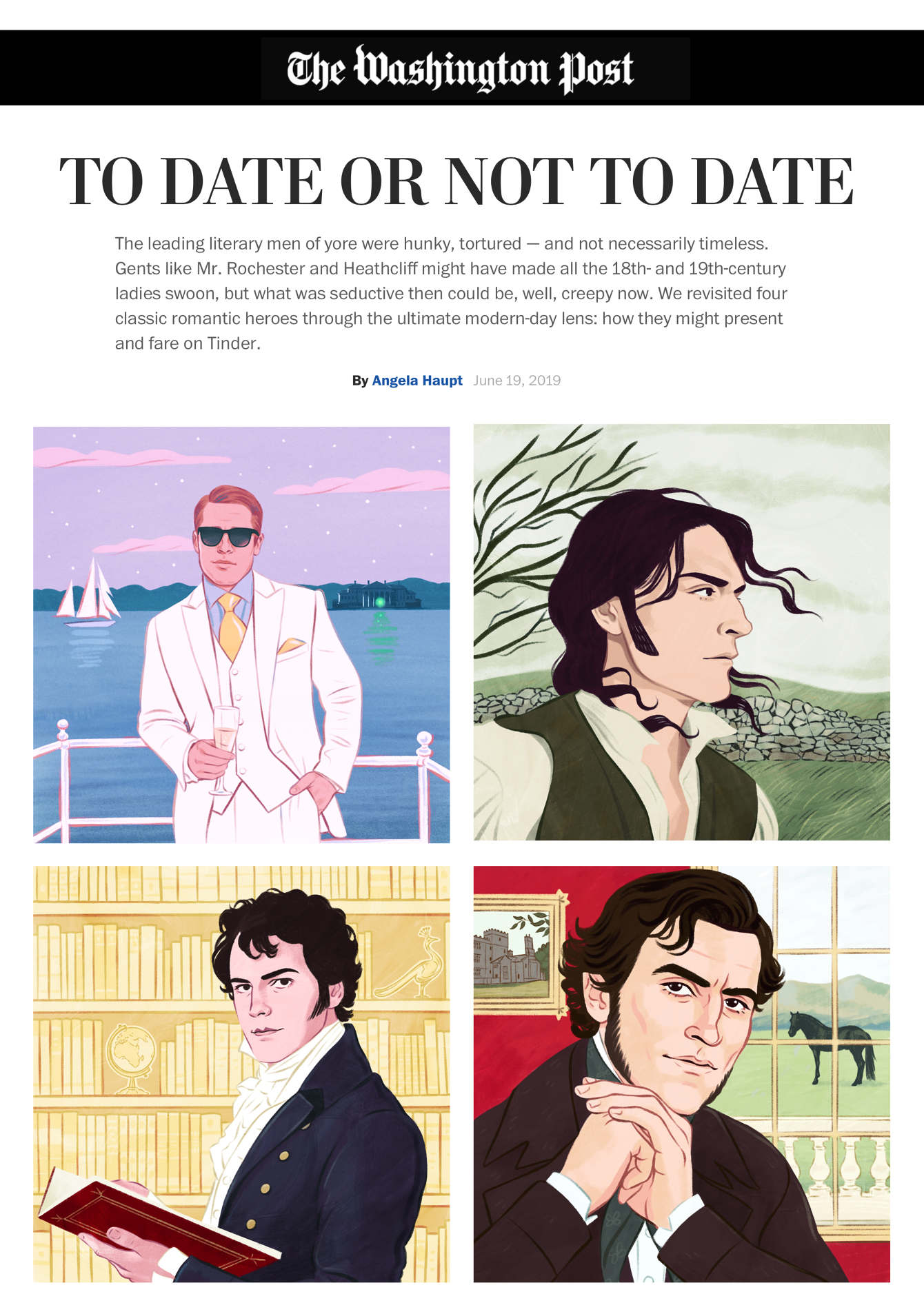 Leading Romantic Heroes - The Washington Post - Helen Green Illustration
