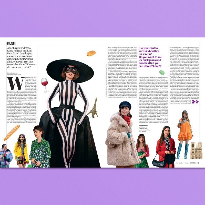 Emily in Paris - The Guardian Culture Cover - Helen Green Illustration