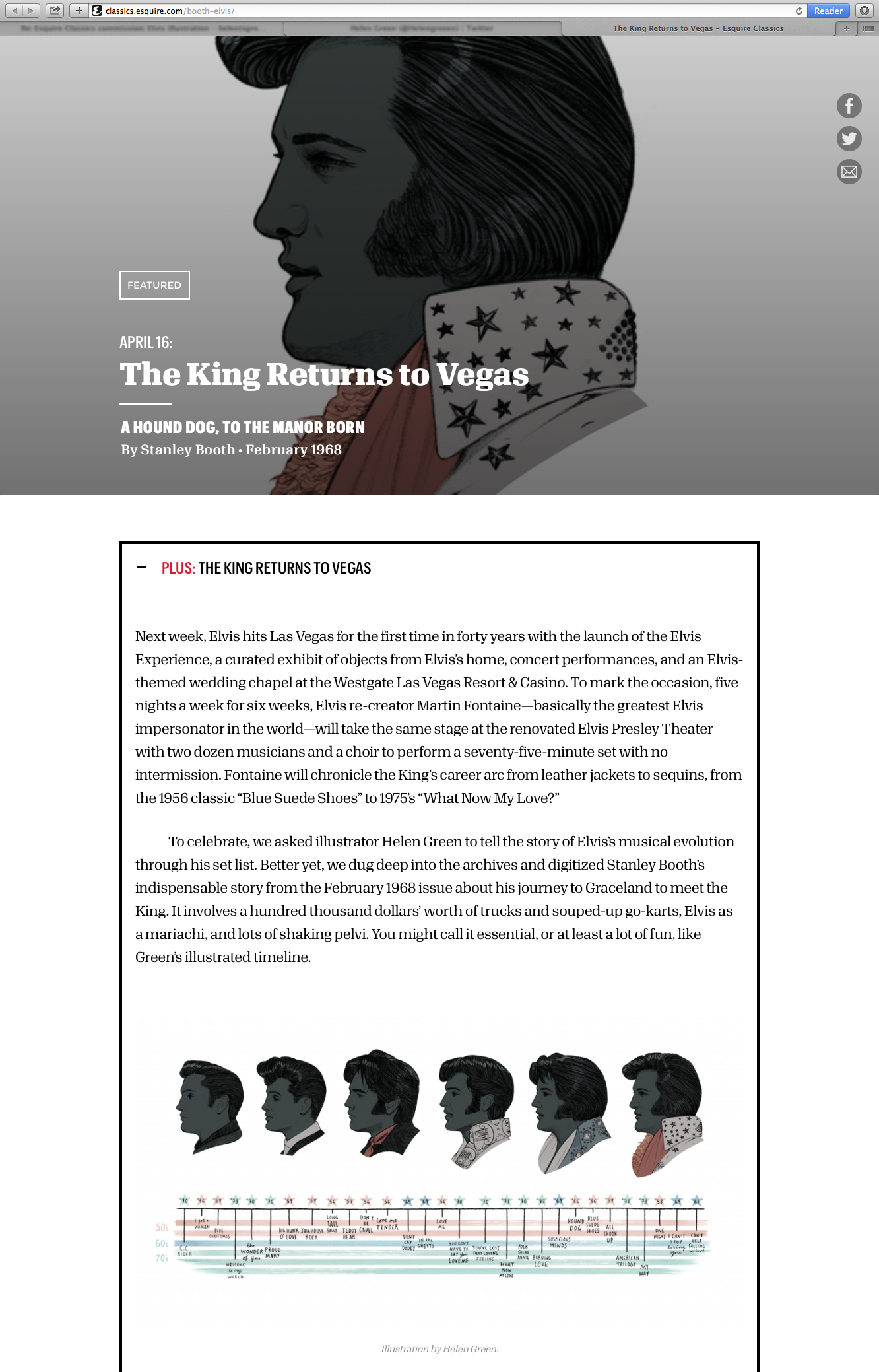 Elvis Presley - Esquire Classics - Helen Green Illustration
