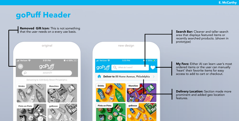 goPuff Header Redesign - Erin McCarthy