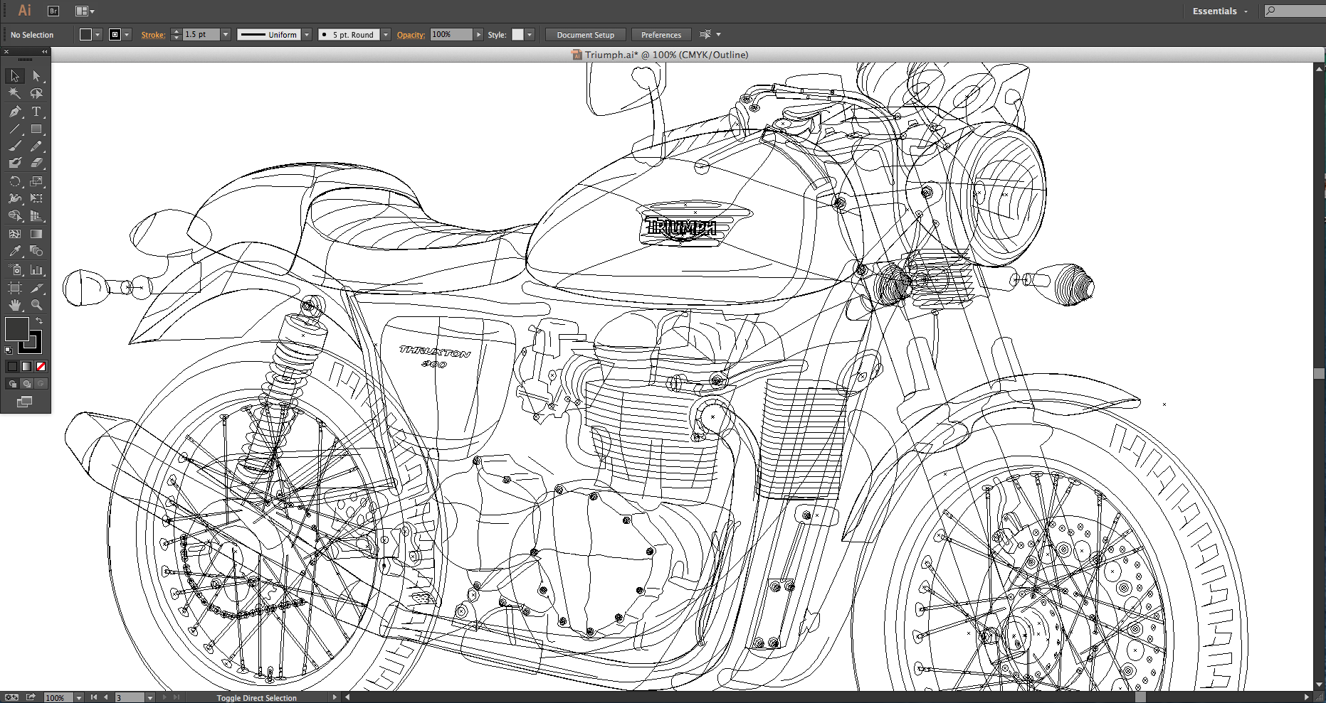 Triumph Thruxton 900 illustration - Design by Alexander Smith