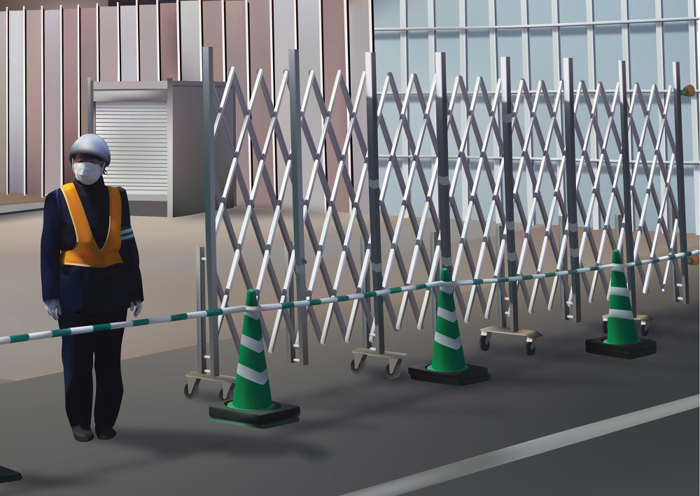 Tokyo Construction Site Guard - Zak Keene Digital Drawings