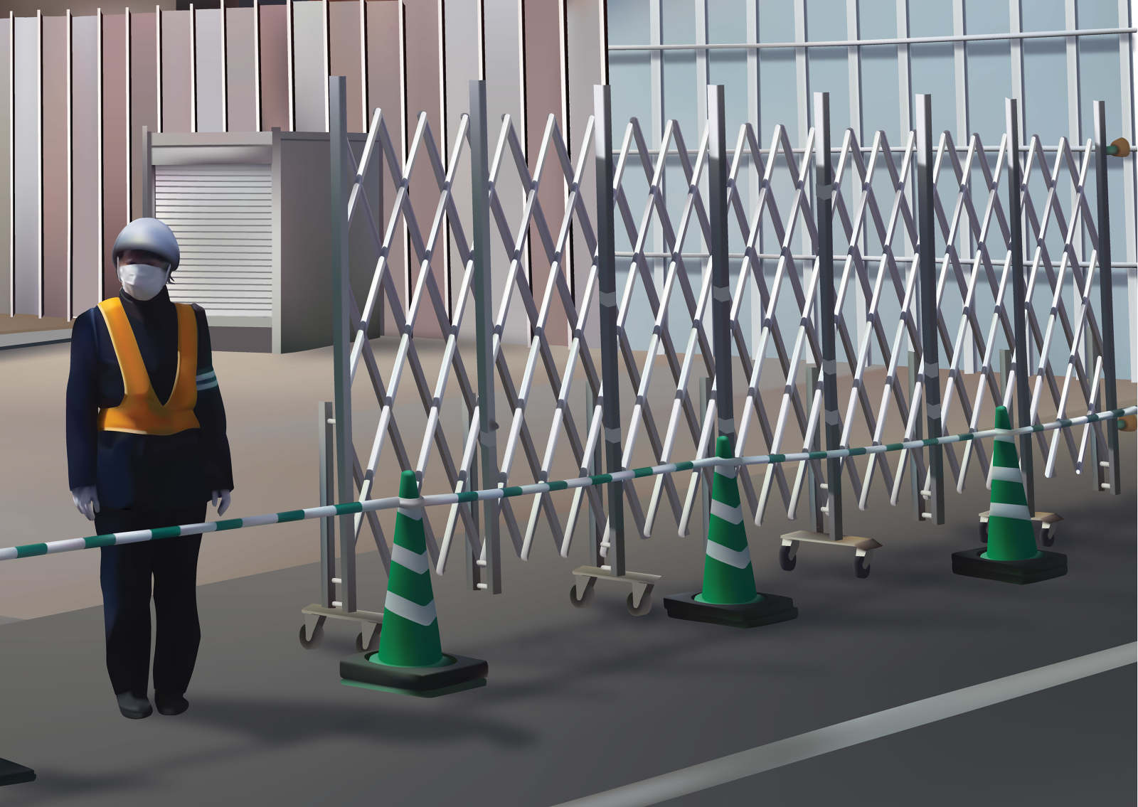 Tokyo Construction Site Guard - Zak Keene Digital Drawings