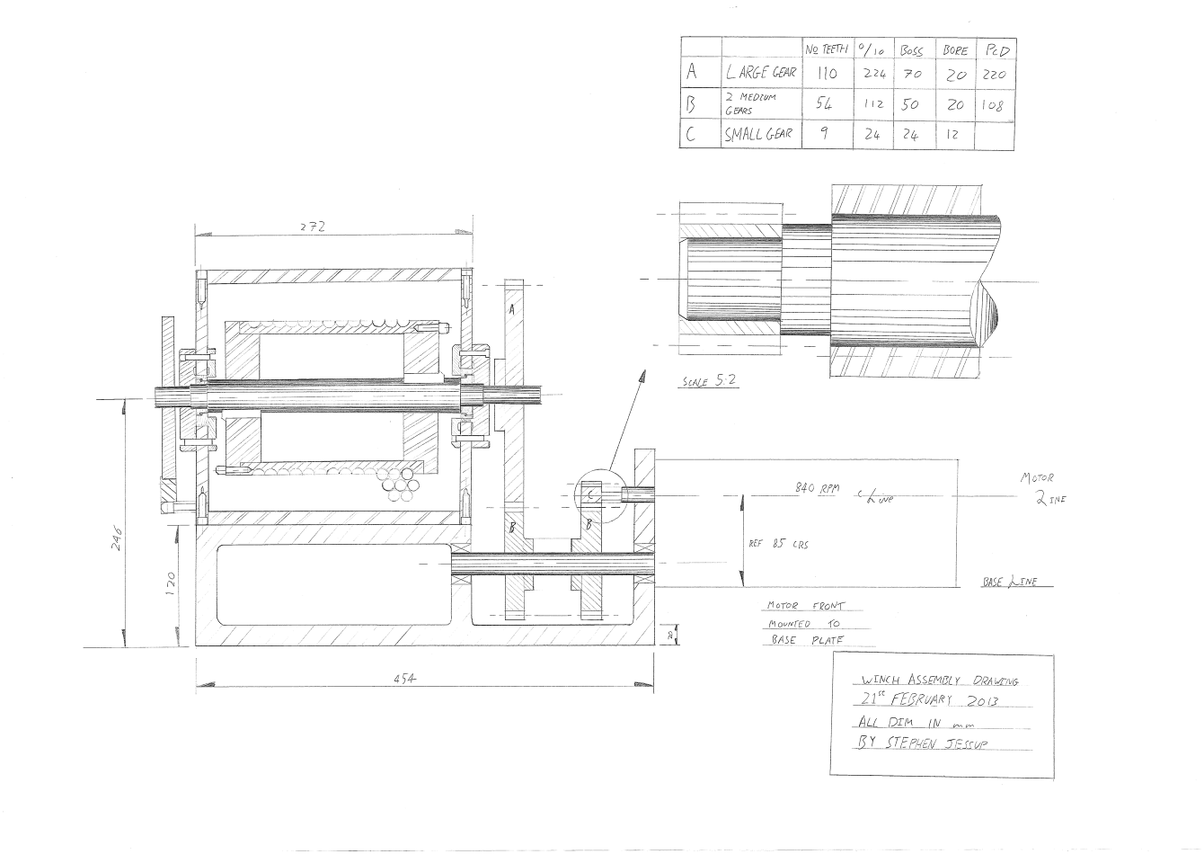 Technical Drawing: Winch Design - Stephen Jessup Design