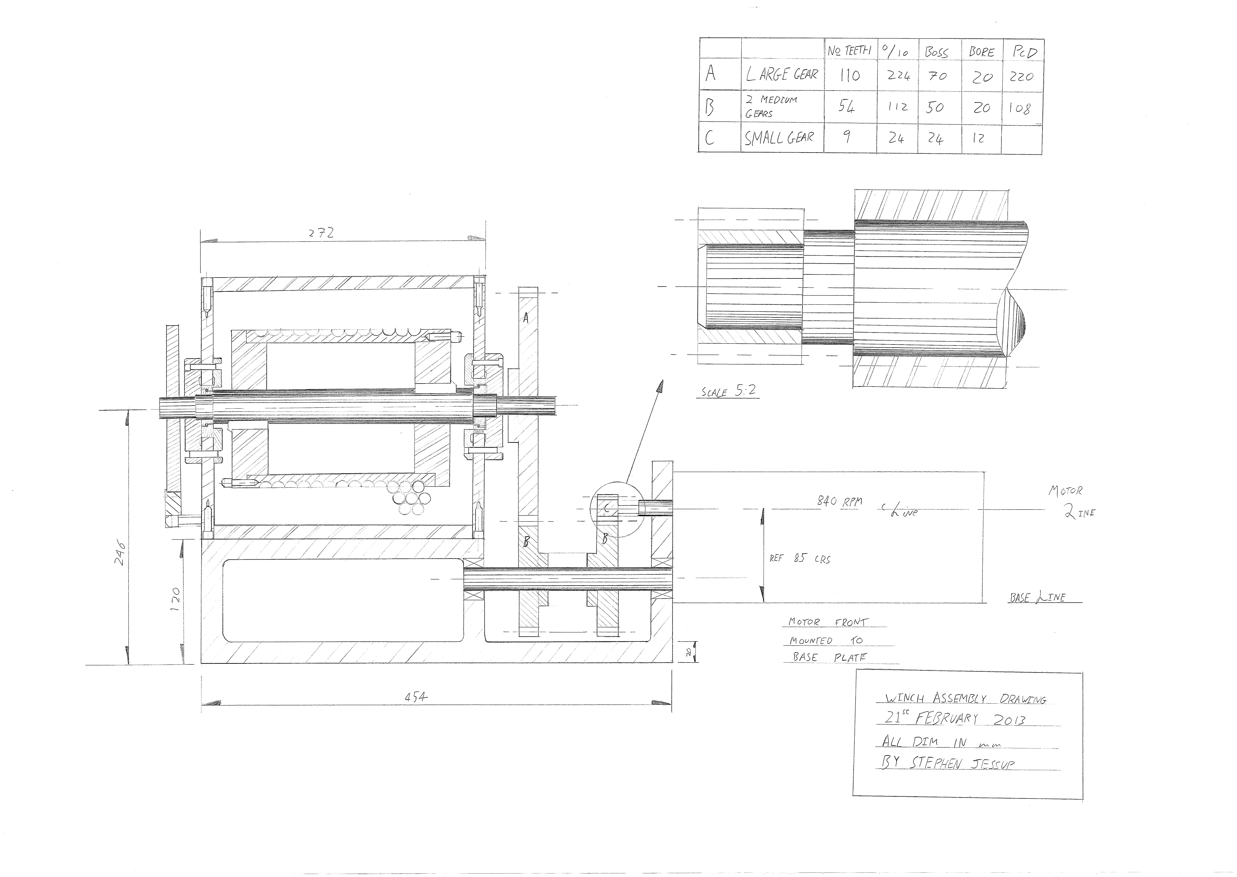Technical Drawing: Winch Design - Stephen Jessup Design