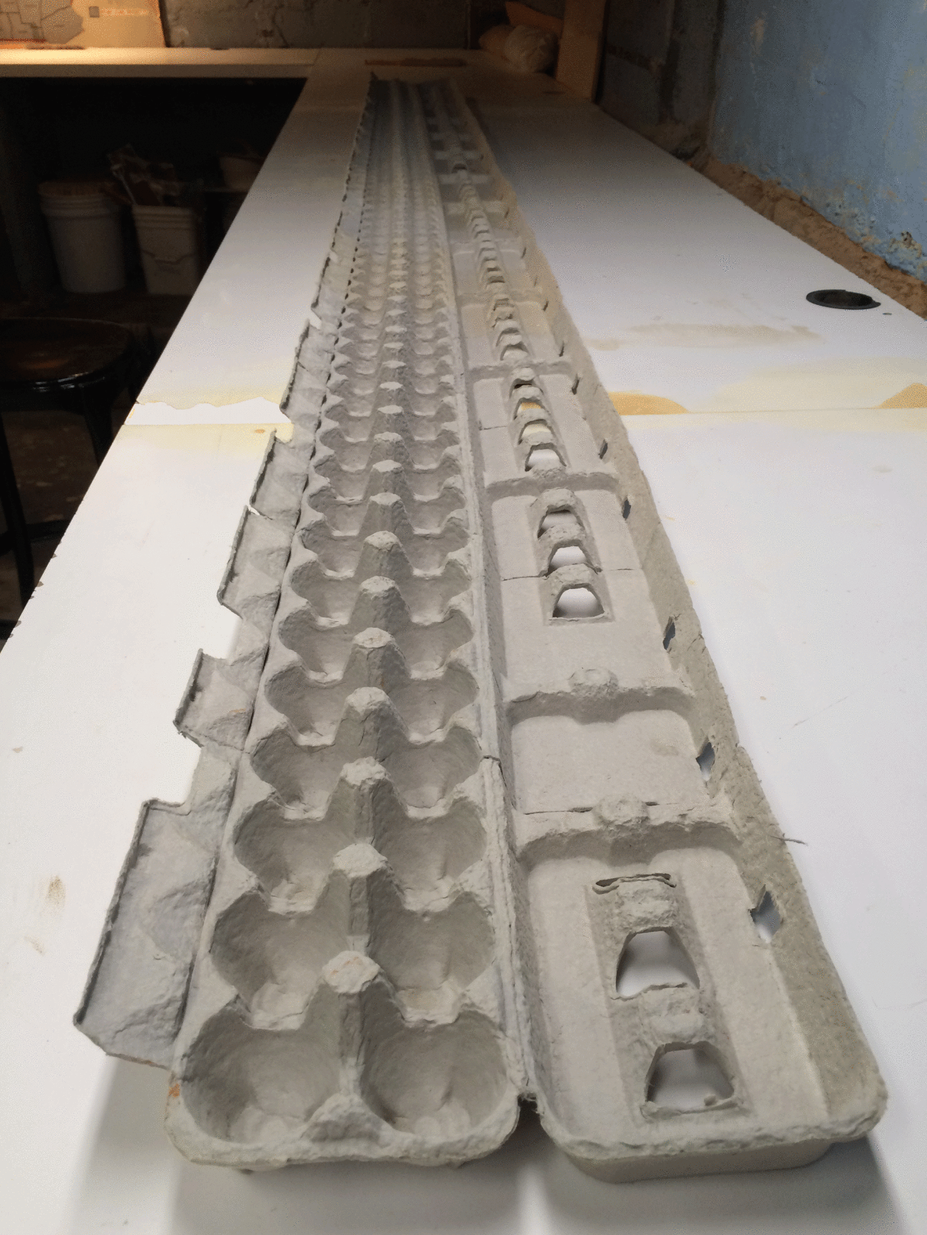 The Long-Egg and The Long Egg Carton (plaster model of a long-egg, egg ...