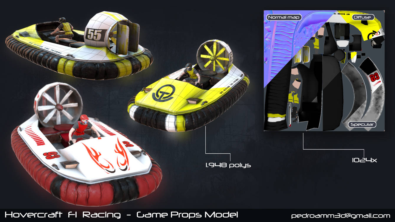 HoverCraft F1 Racing -Game Props Model - Pedro A. Martinez