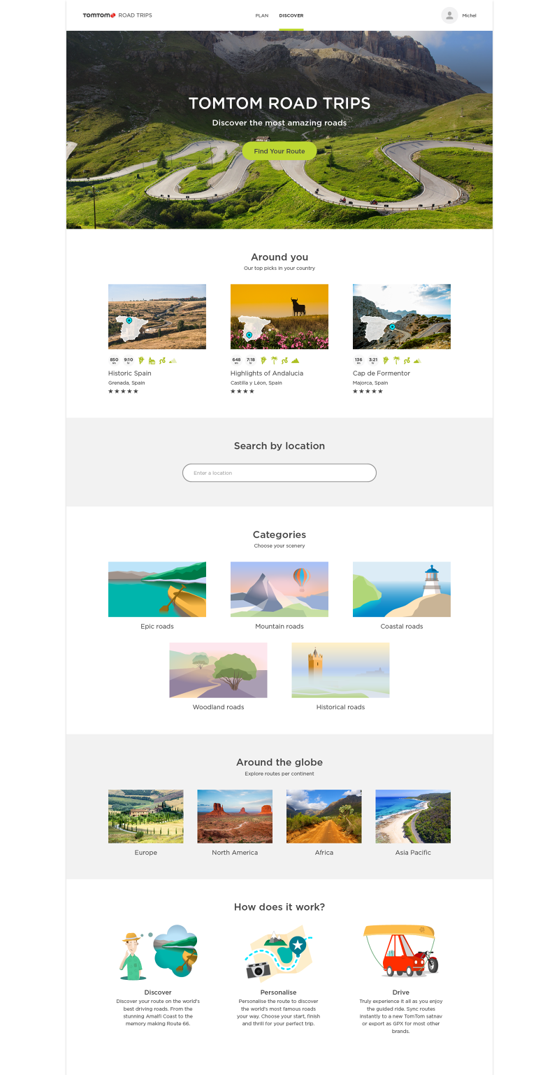 TomTom Road Trips website - Michel van der Hoek - User experience designer