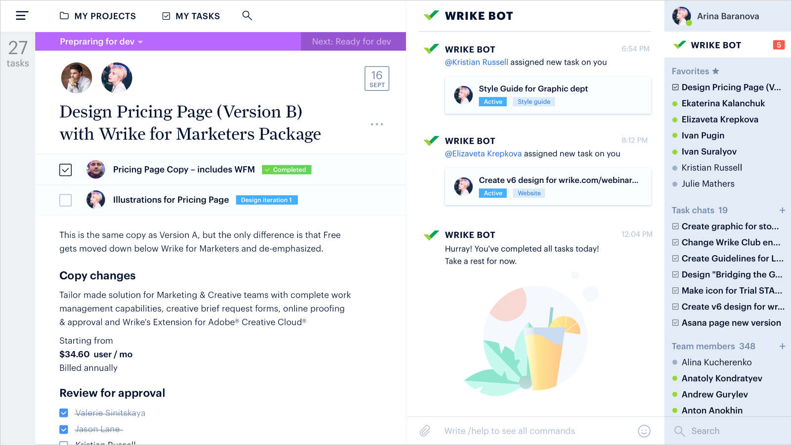 Wrike User Interface Concept - Arina Baranova