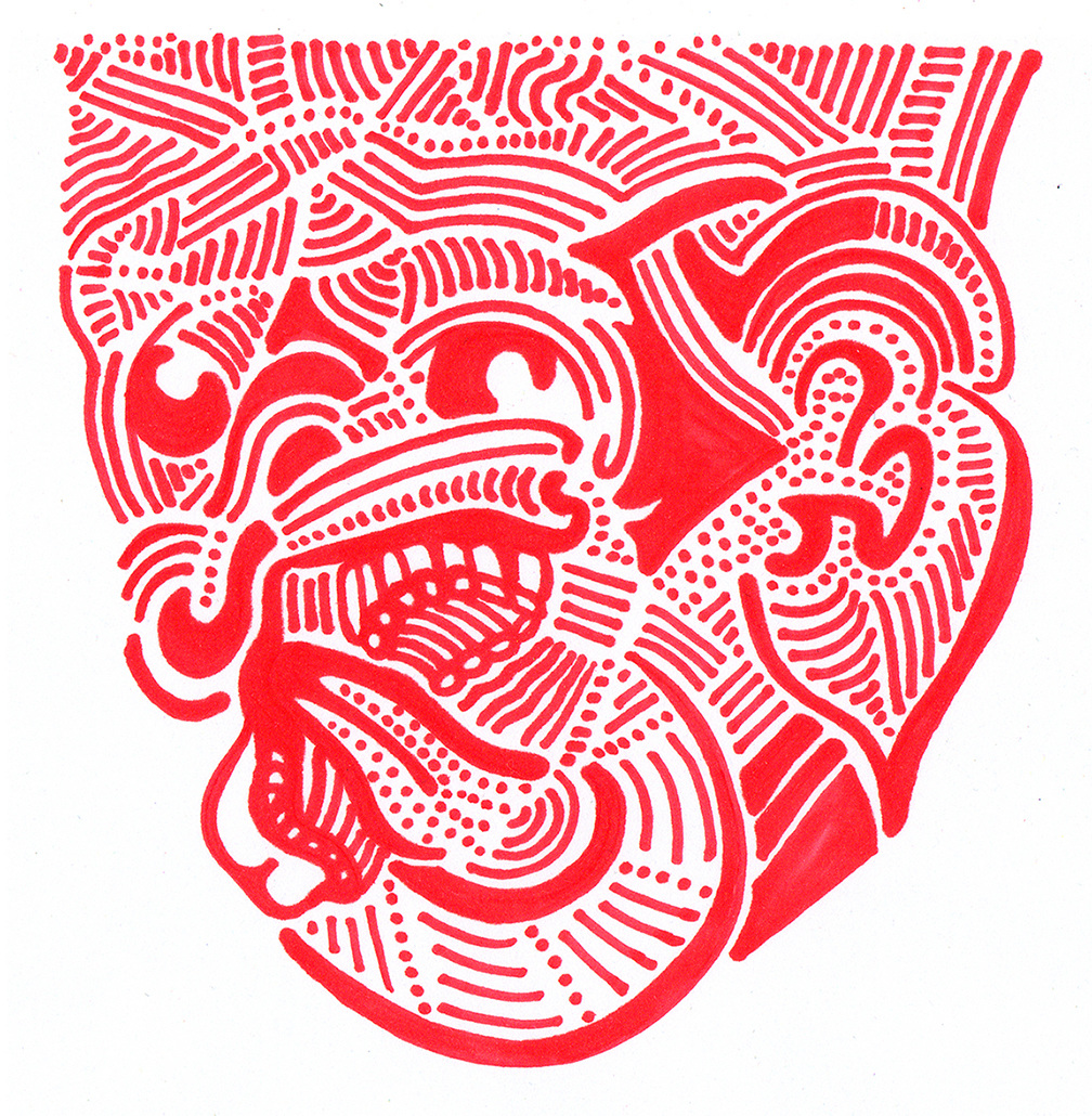 Red Pen - Scribbles Set - Paper Pen & Twigs