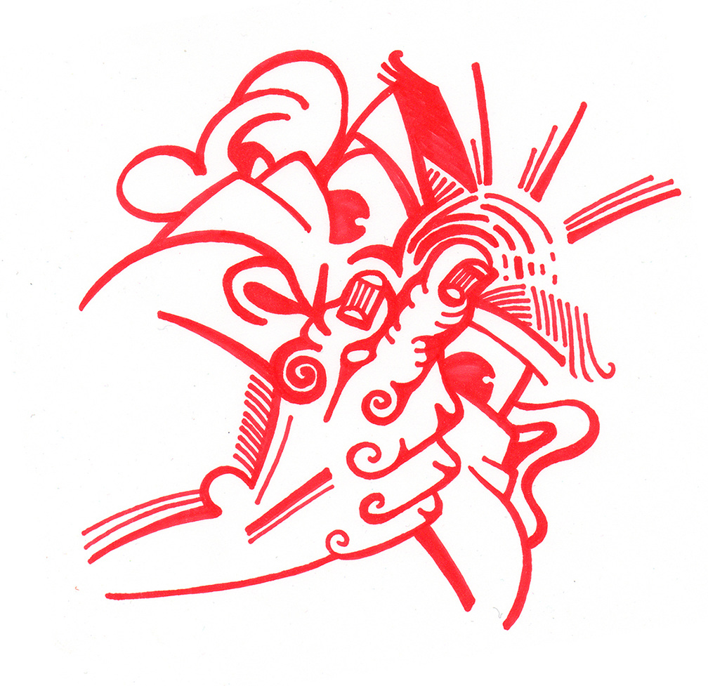 Red Pen - Scribbles Set - Paper Pen & Twigs