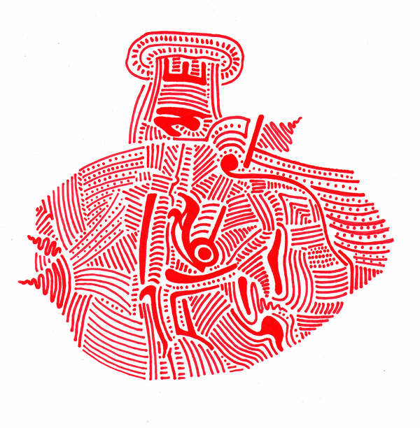 Red Pen - Scribbles Set - Paper Pen & Twigs