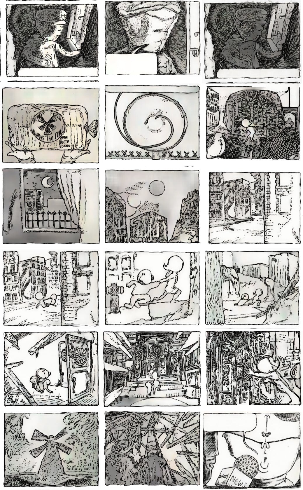 Sequential Comic Layout with Urban Ruins, Symbolic Motifs, and ...