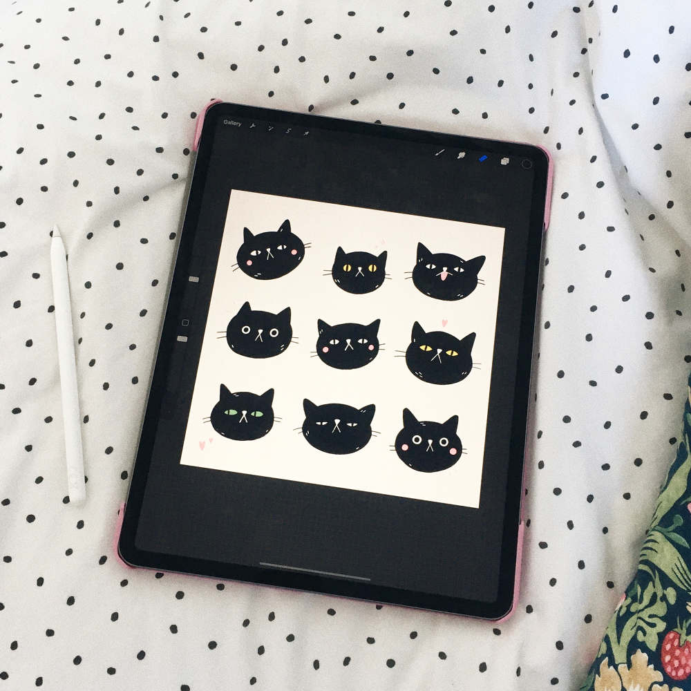 Black Cat Gang Print Design - Rhianna Fowler Illustration