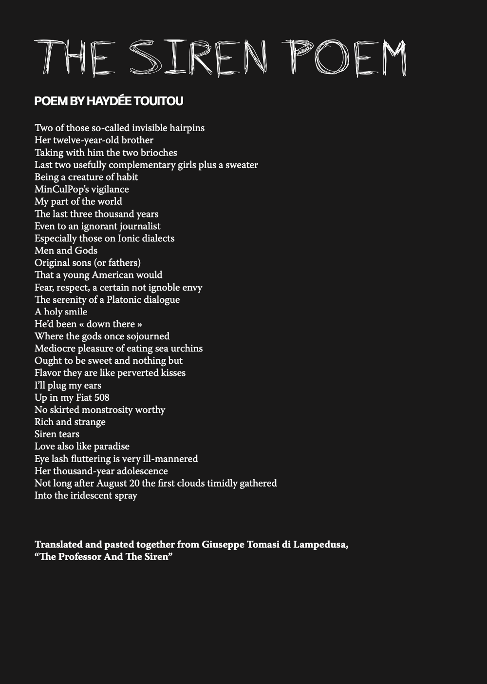 The Siren Poem - Haydée Touitou