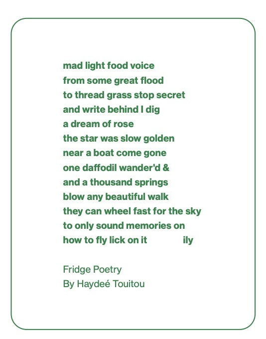 Fridge Poetry - Haydée Touitou