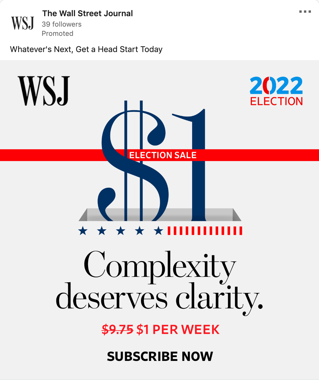 WSJ Election Sale - Charlie Curnow | Senior Copywriter