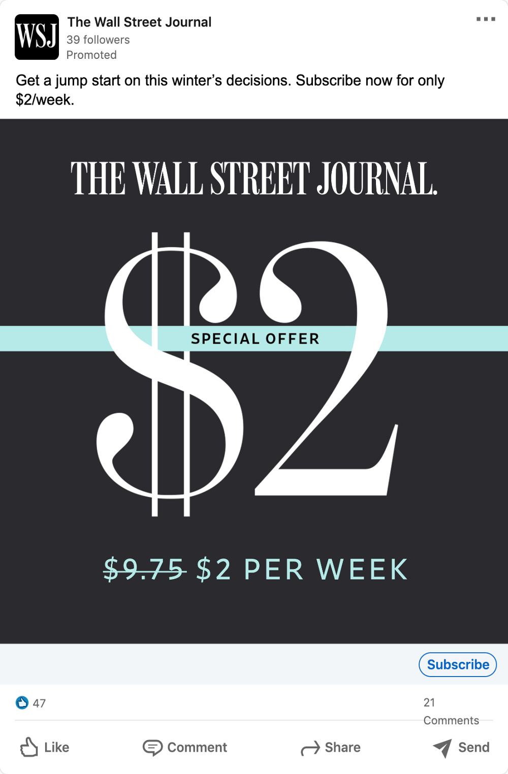 WSJ December Campaign Responsive Ads - Charlie Curnow | Copywriter/Content Writer