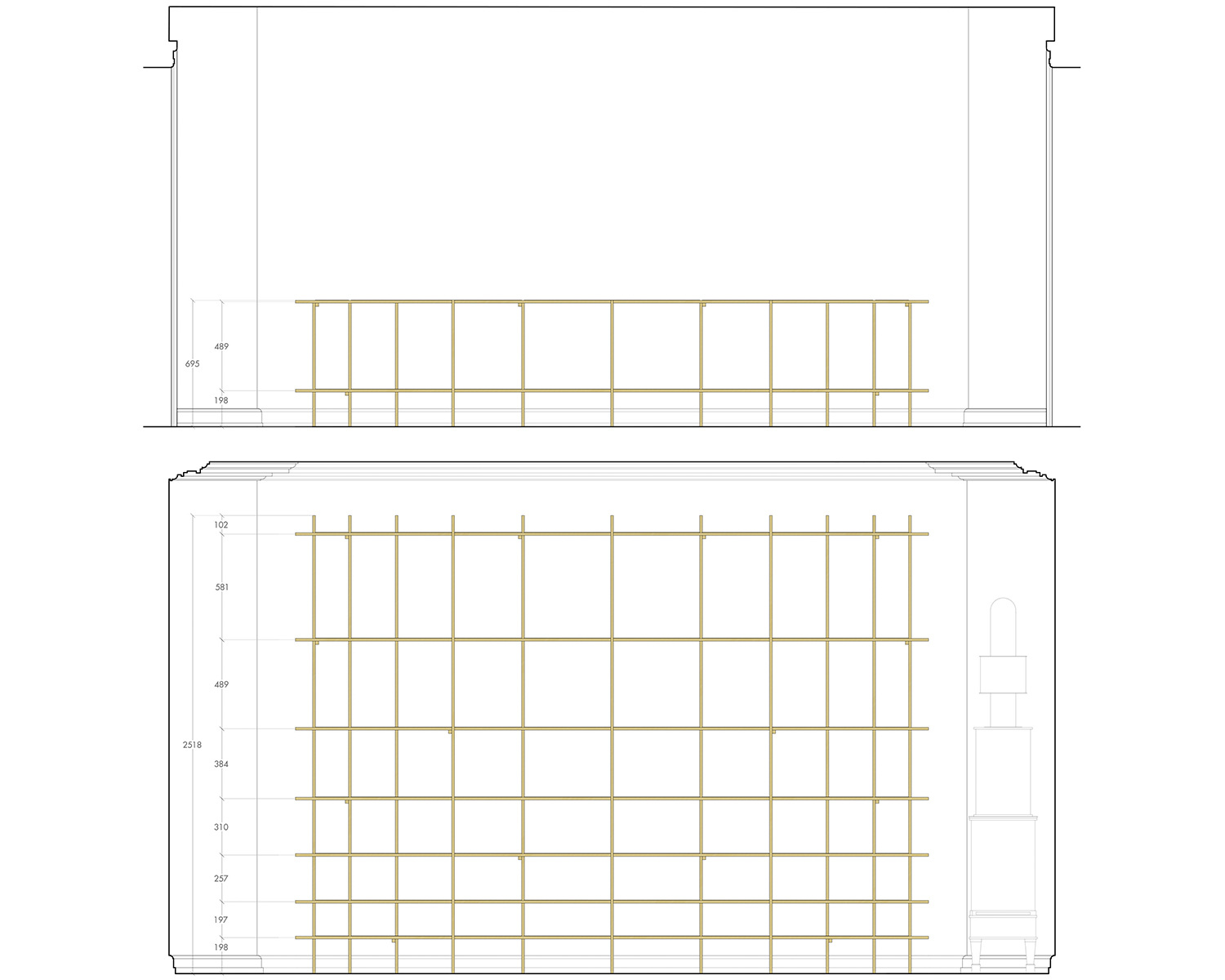 MARIENBORG Customized brass shelving Year of construction: 2019 ...