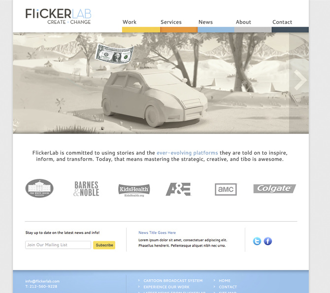 FlickerLab Site Redesign - Greg Kaplan