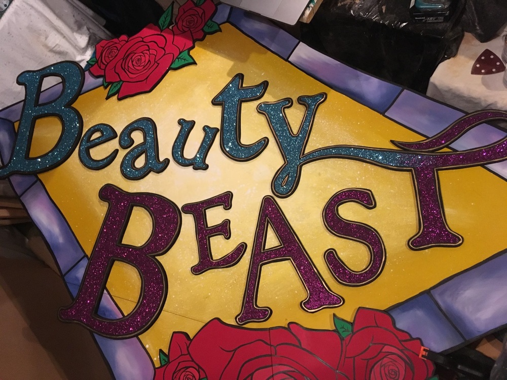 Beauty and the beast show signs - Sarah Lewis Theatre Designer and Maker