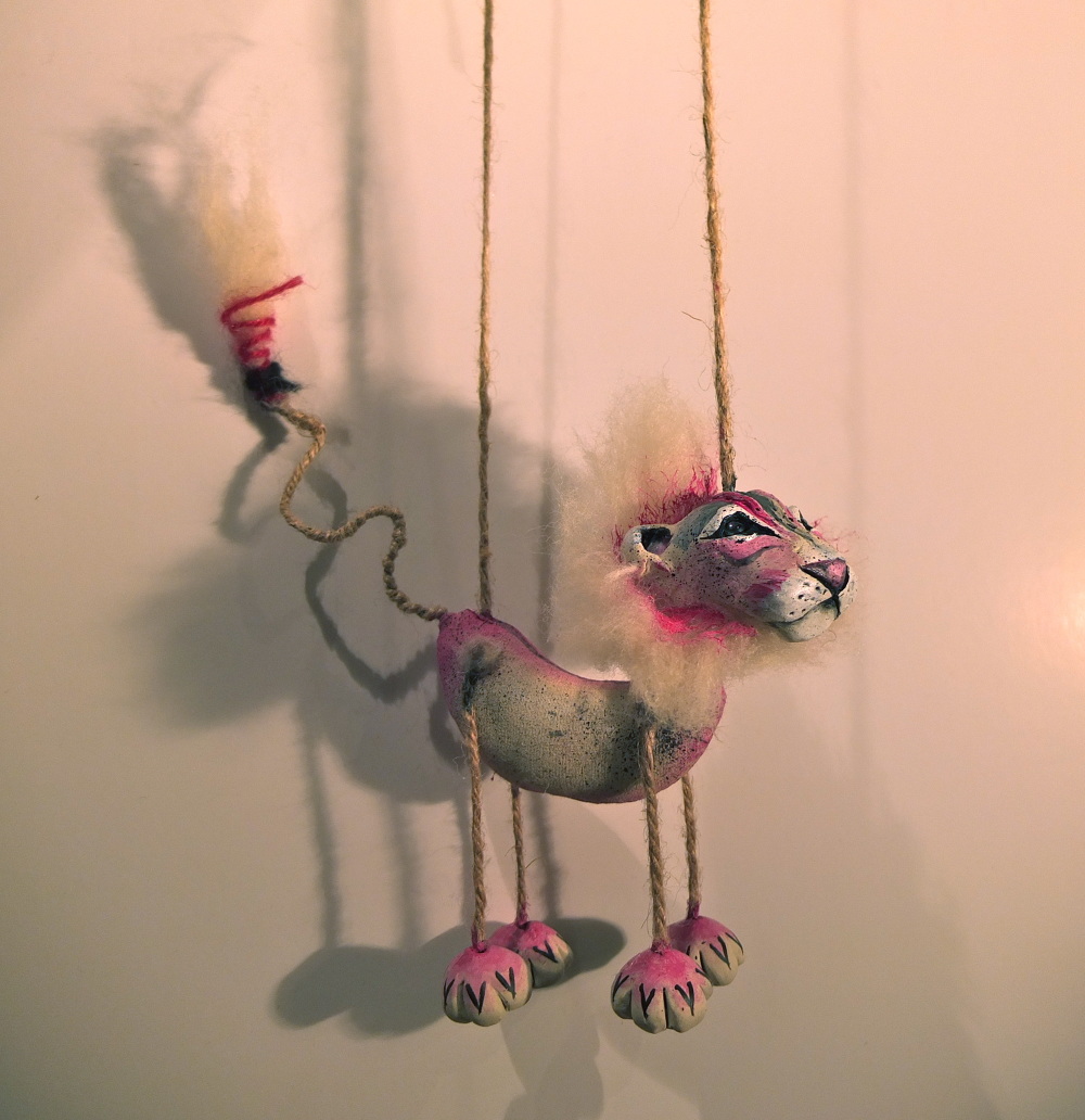 String Lion puppets - Sarah Lewis Theatre Designer and Maker