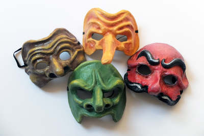 Commedia Dell'Art masks - Sarah Lewis Theatre Designer and Maker
